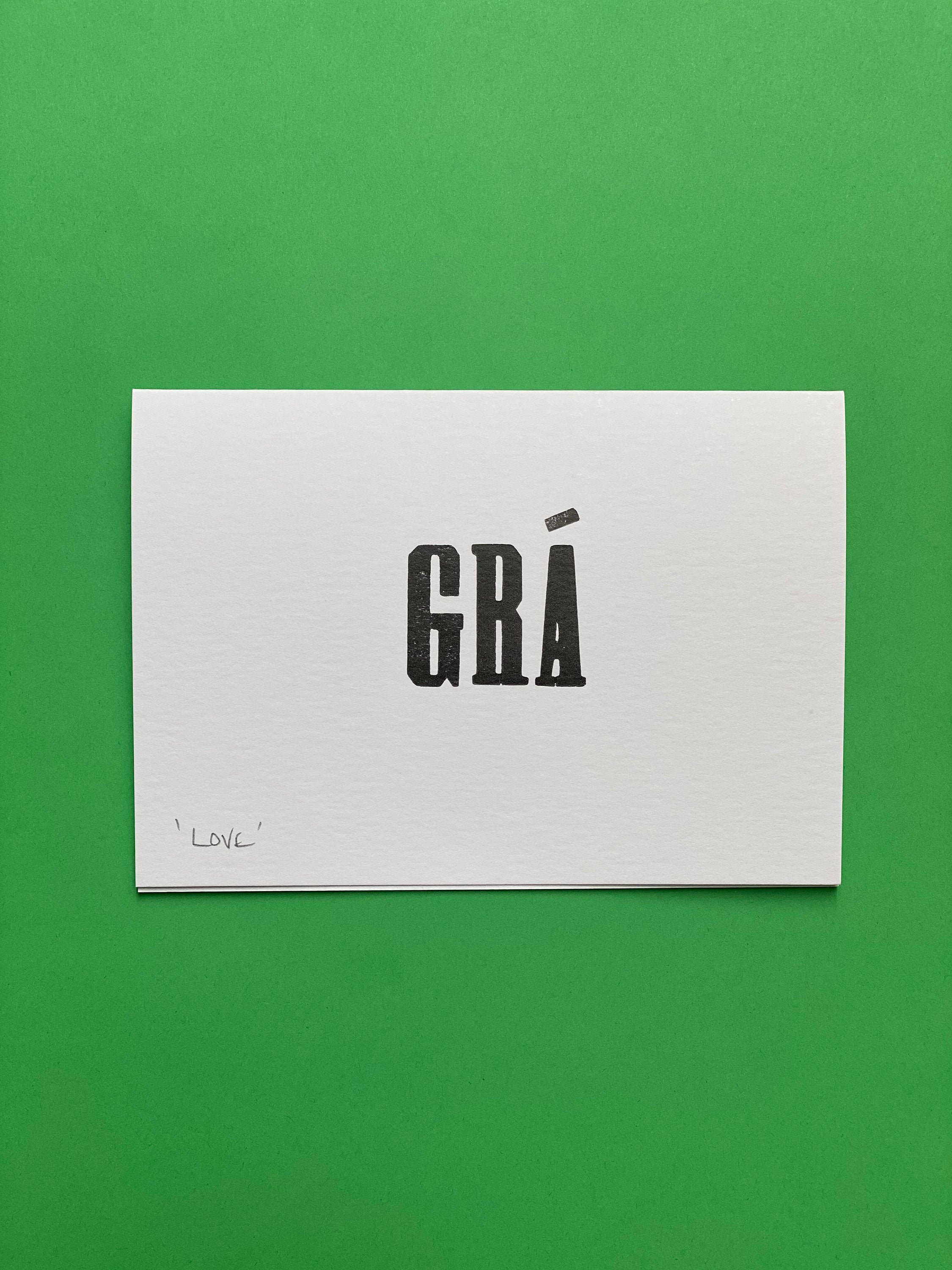 LOVE Irish Language Card GRA in Irish Gaelic Hand - Etsy