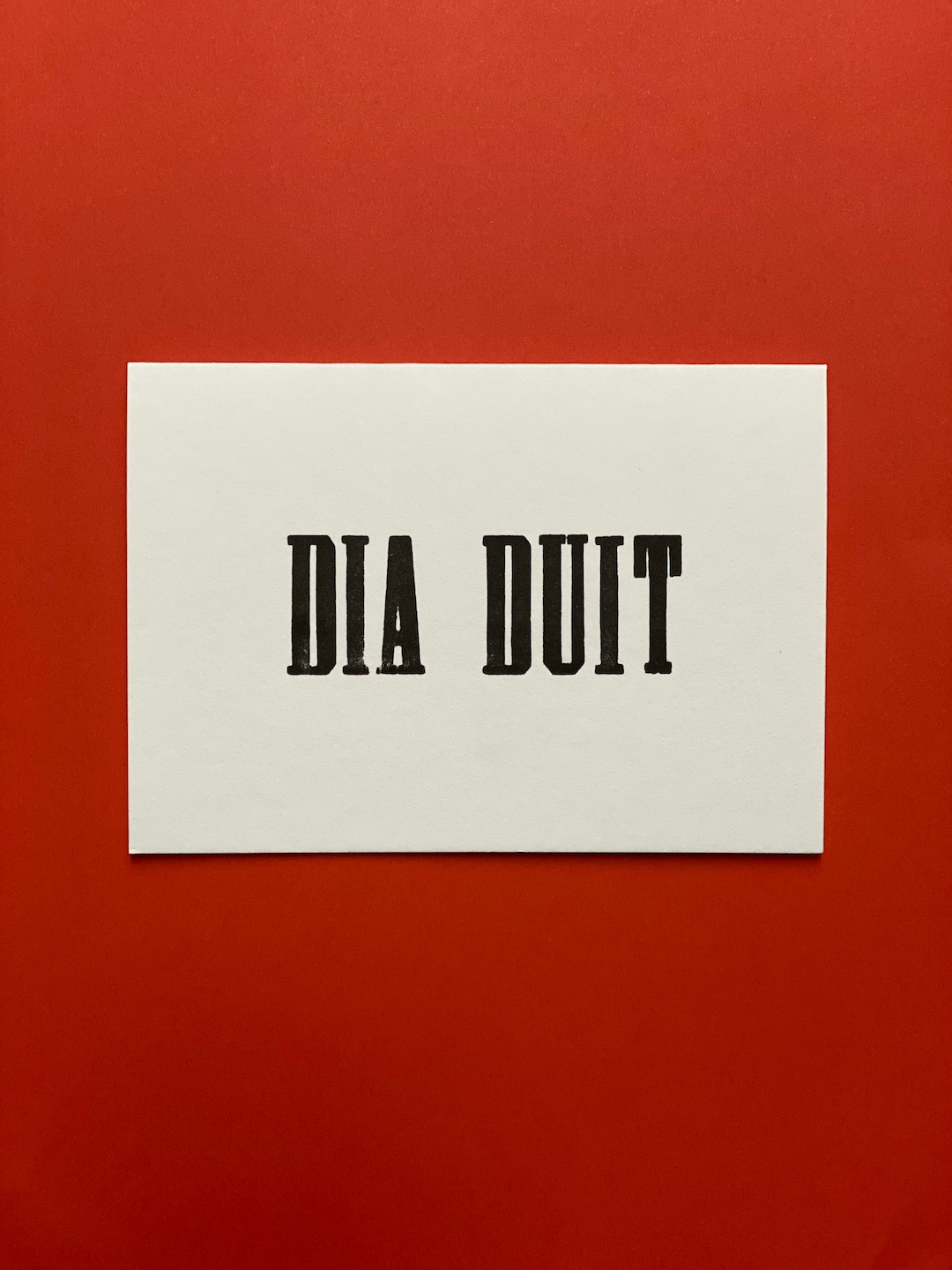 HELLO » Irish Language Card » DIA DUIT in Irish Gaelic » Hand Printed ...