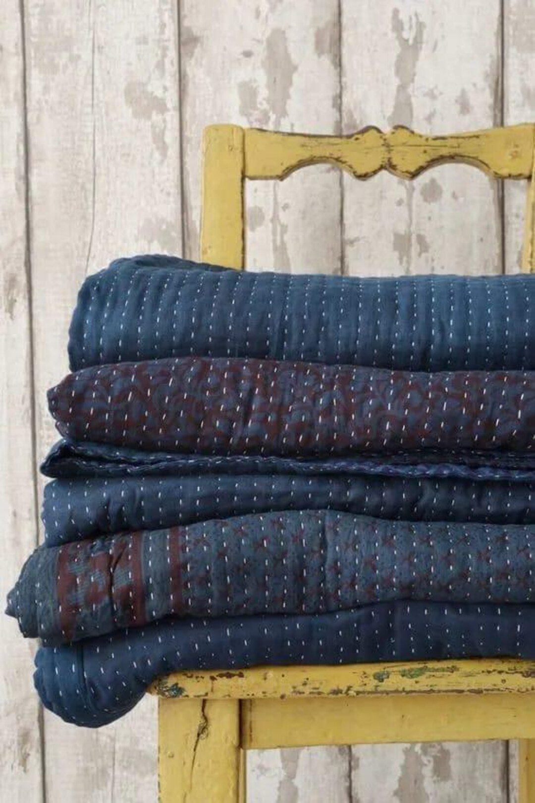 5 Pcs Lot Wholesale Indigo Blue Over Dyed Cotton Twin Kantha Quilt ...