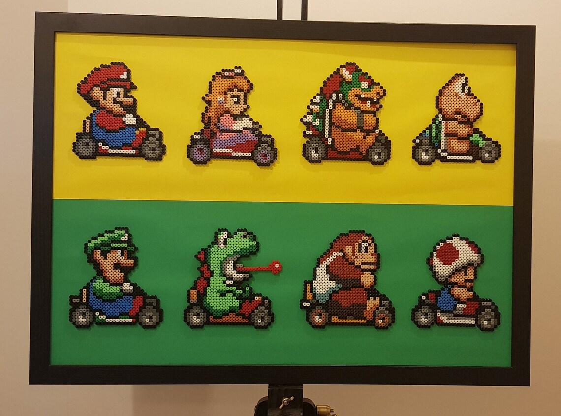 Super Mario Kart SNES Nintendo Pixel Art Wall Art Hama | Etsy