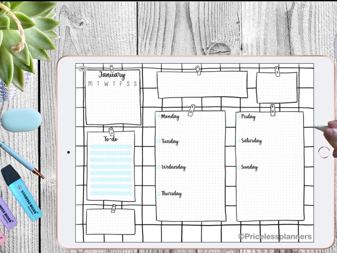 Digital Pin Board Bullet Journal Spread - Etsy