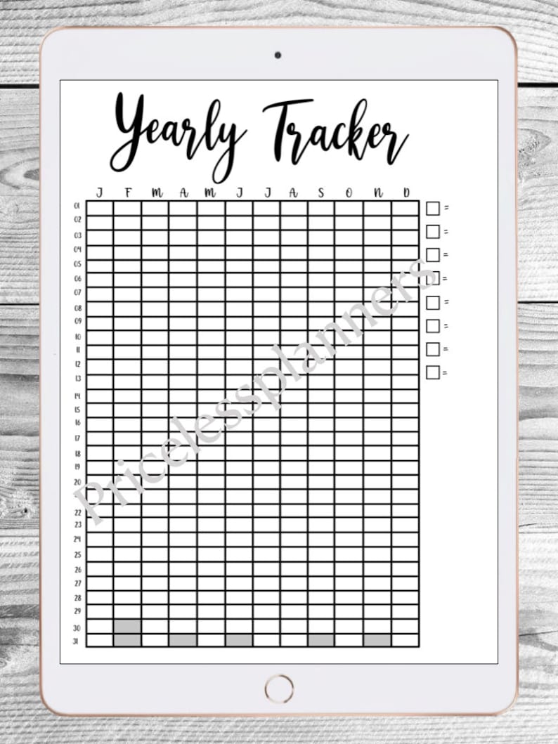 PRINTABLE/DIGITAL Yearly Tracker Insert - Etsy