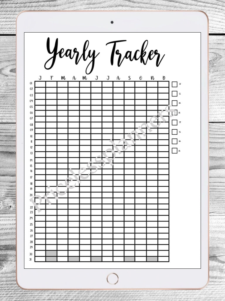 PRINTABLE/DIGITAL Yearly Tracker Insert - Etsy