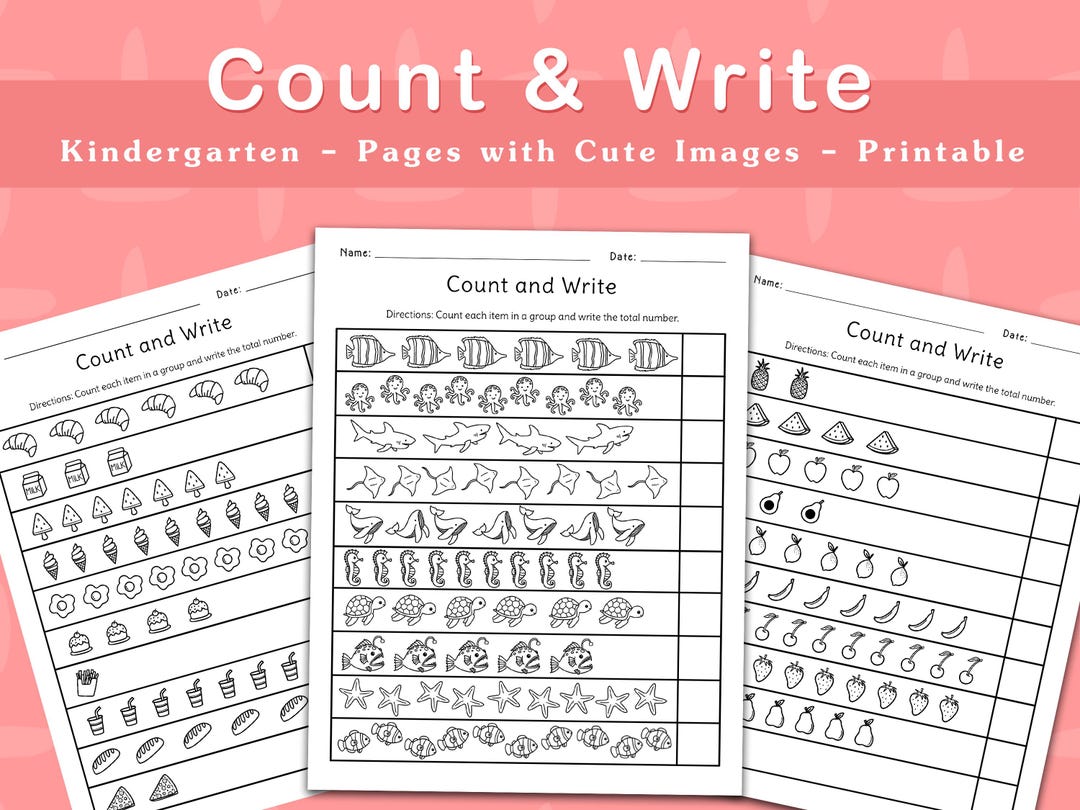 Count and Write Worksheets, Counting Practice 1-10, Kindergarten Math ...