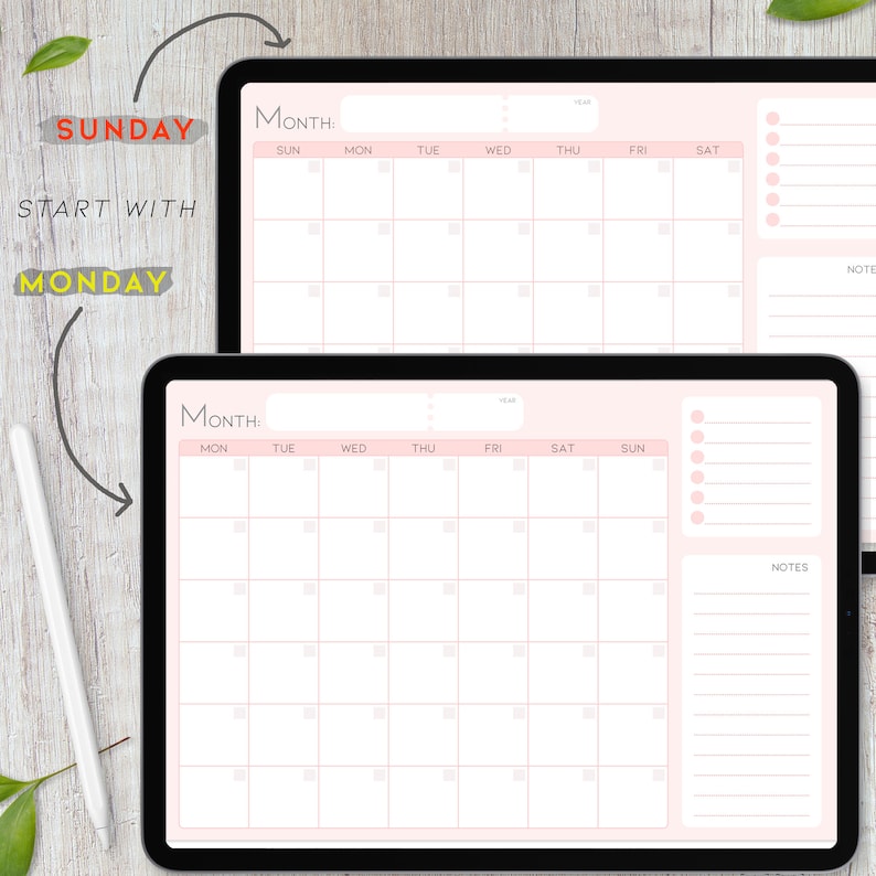 Monthly Planner Goodnotes Template | Digital Download to Use on iPad ...