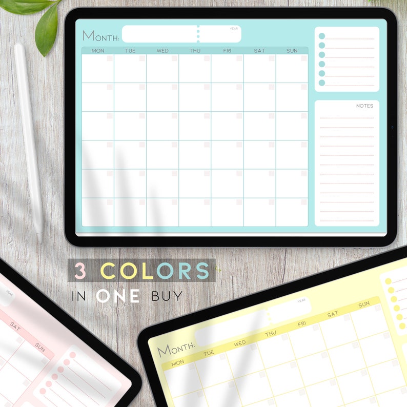 Monthly Planner Goodnotes Template | Digital Download to Use on iPad ...