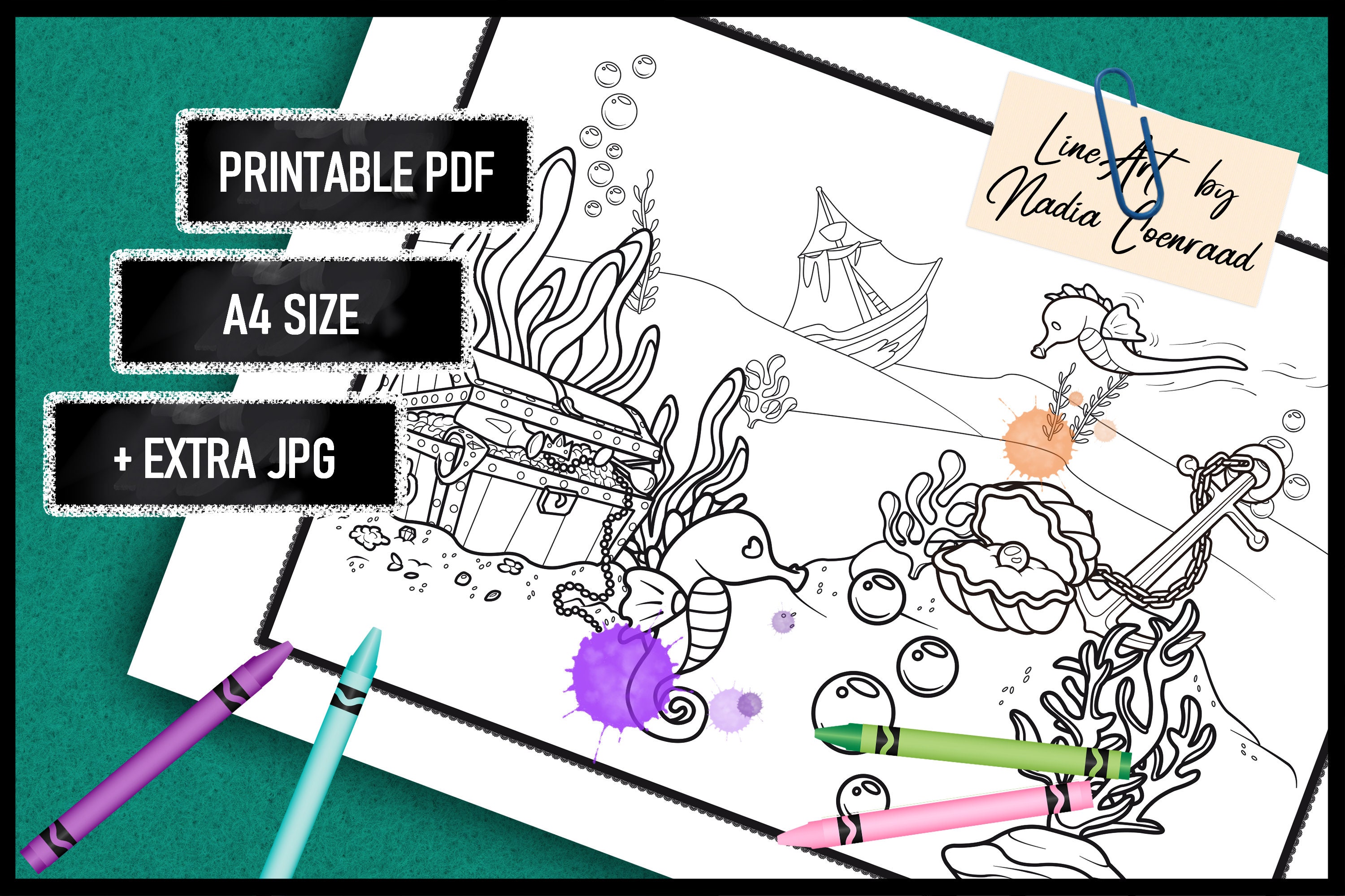 Ocean Life Digital Coloring Page All-ages Coloring - Etsy