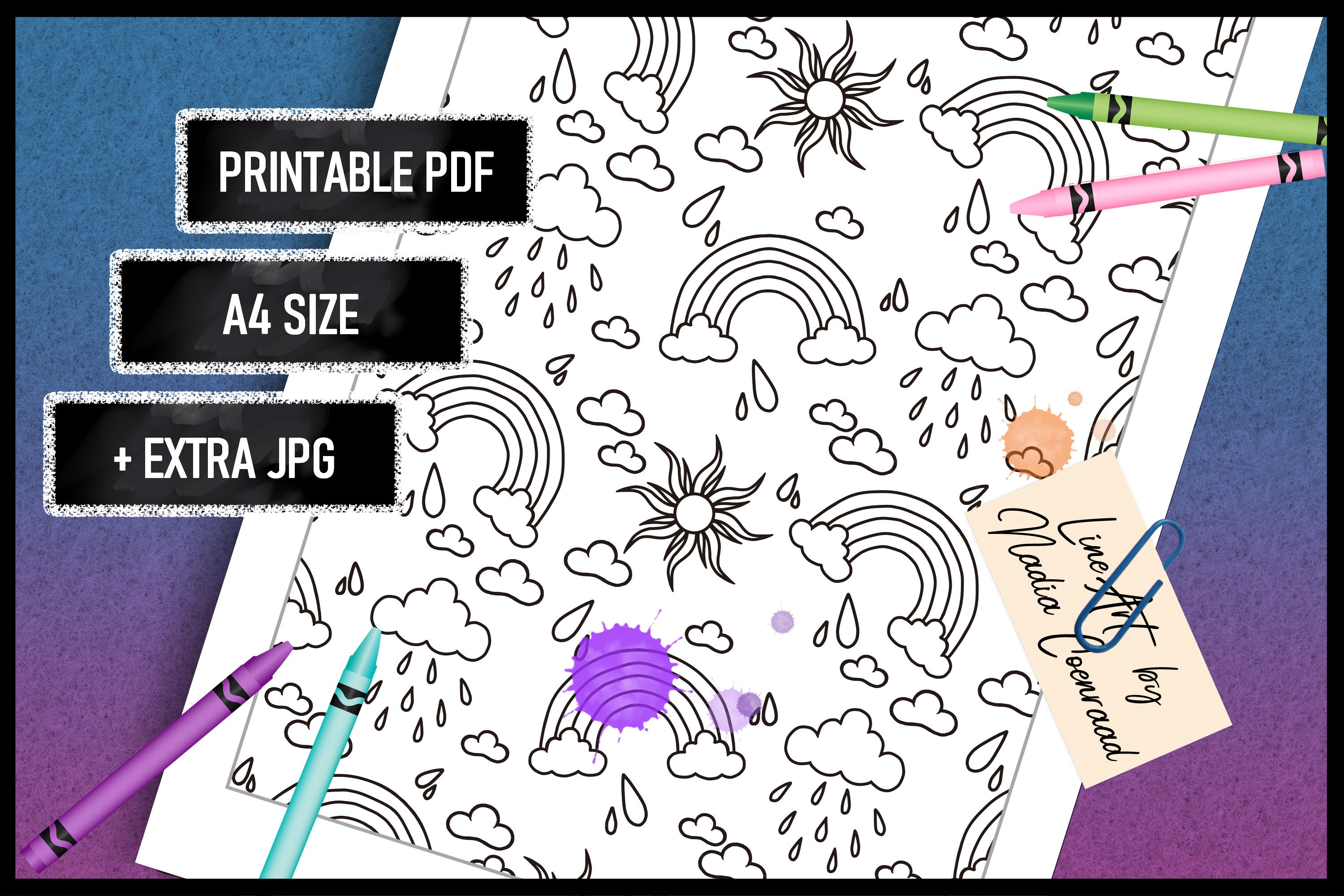 Rainbow Pattern Digital Coloring Page Printable All-ages - Etsy