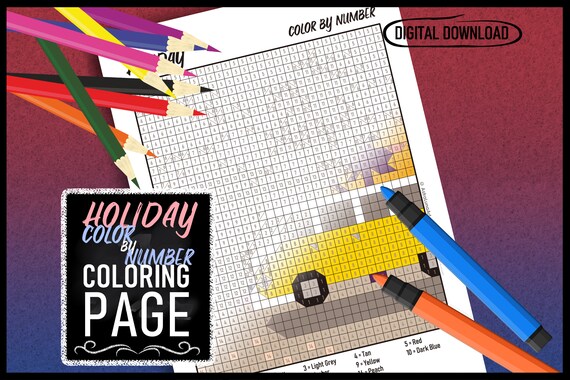 Summer Holiday Color by Number Digital Coloring Page | Etsy