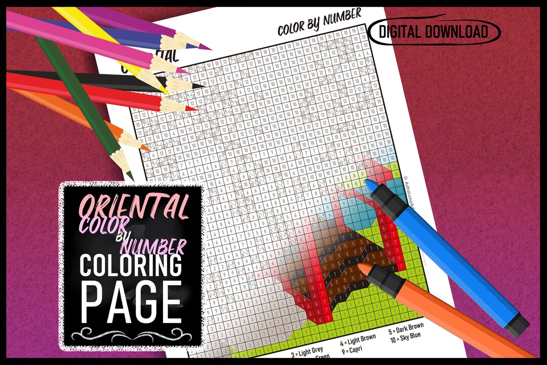 Japan Color by Number, Digital Coloring Page, Printable, All-ages ...