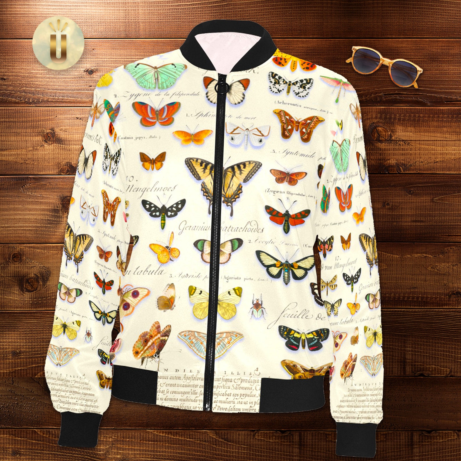 Women's Butterfly Bomber Jacket, Cottagecore, Botanicals, Gift for Her ...