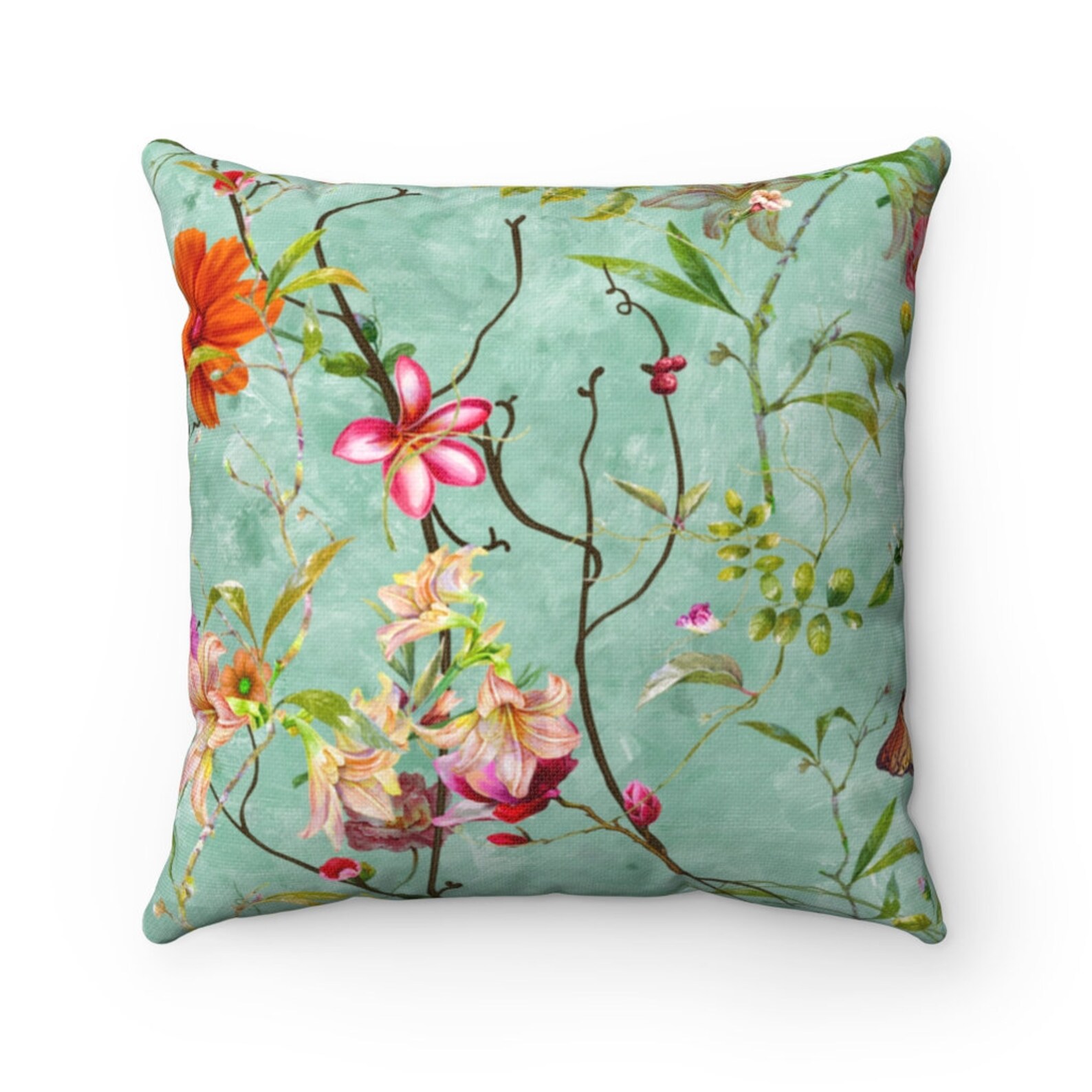 Cottagecore Throw Pillow, Flowered, Boho, Spun Polyester Square Pillow ...