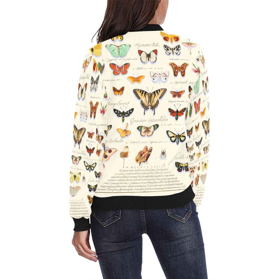 Women's Butterfly Bomber Jacket, Cottagecore, Botanicals, Gift for Her ...