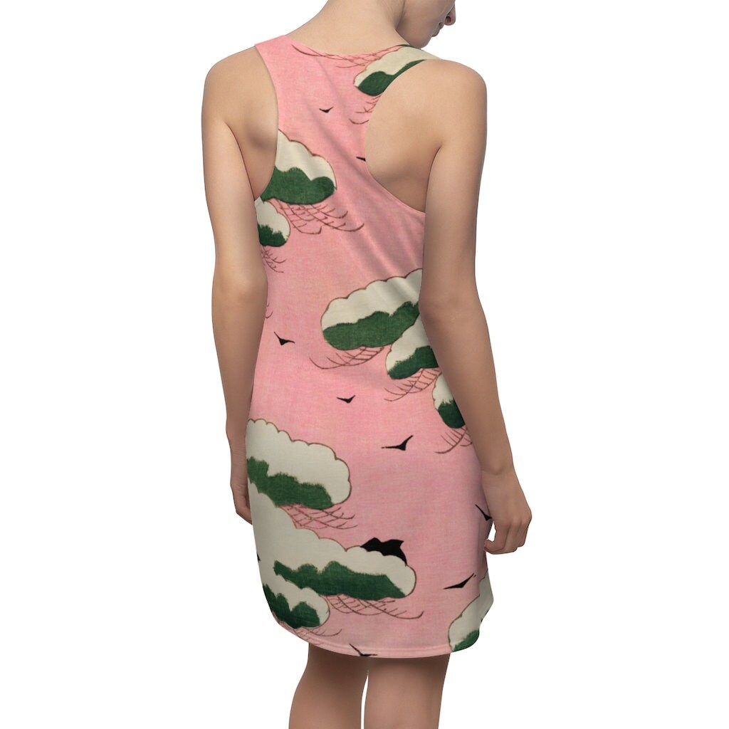Women's Racerback Dress Japanese Woodcut Pink Sundress - Etsy