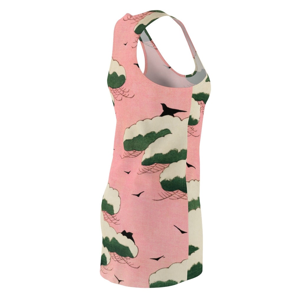 Women's Racerback Dress Japanese Woodcut Pink Sundress - Etsy