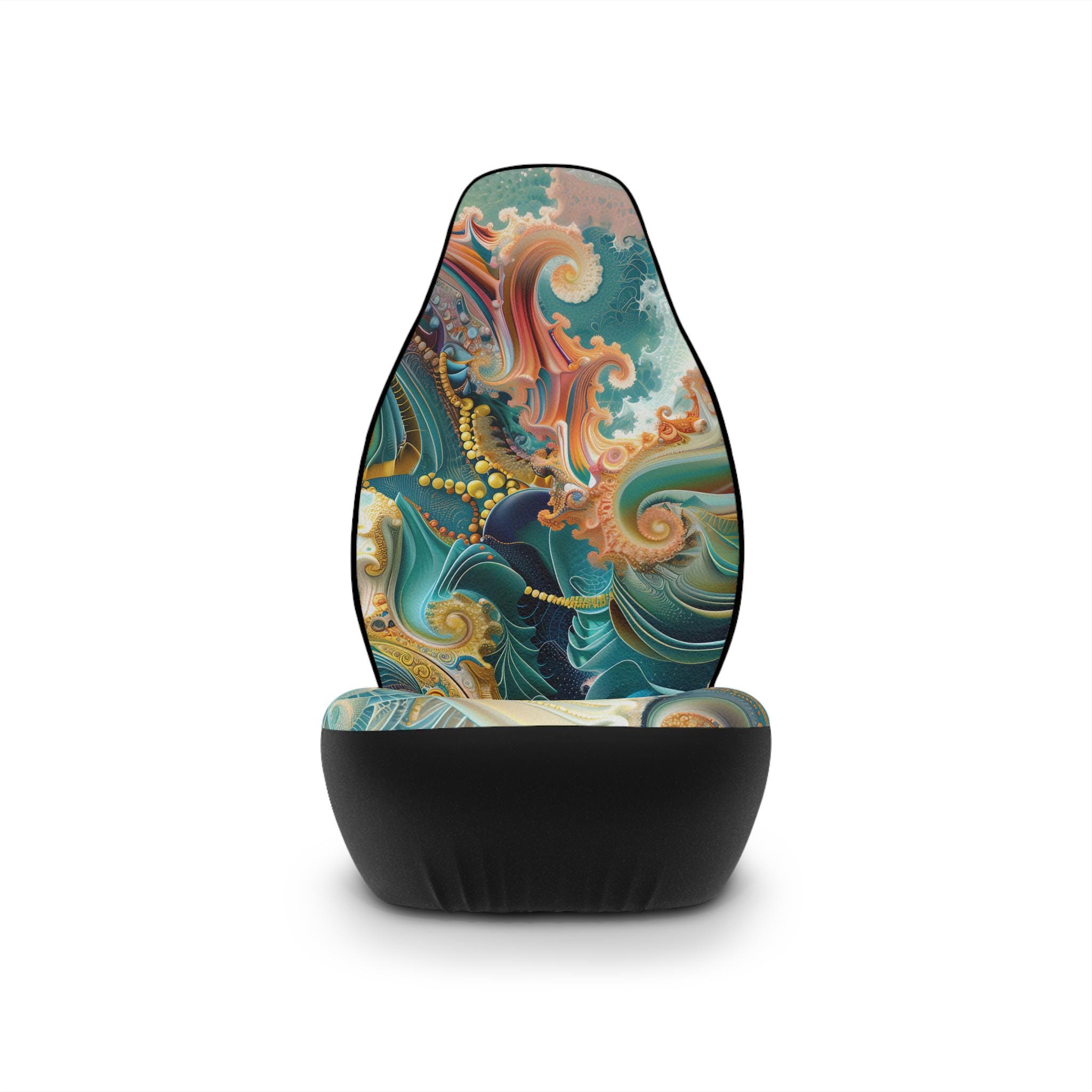 Whimsical Ocean Wave Fractal Car Seat Covers | Colorful Abstract Boho ...