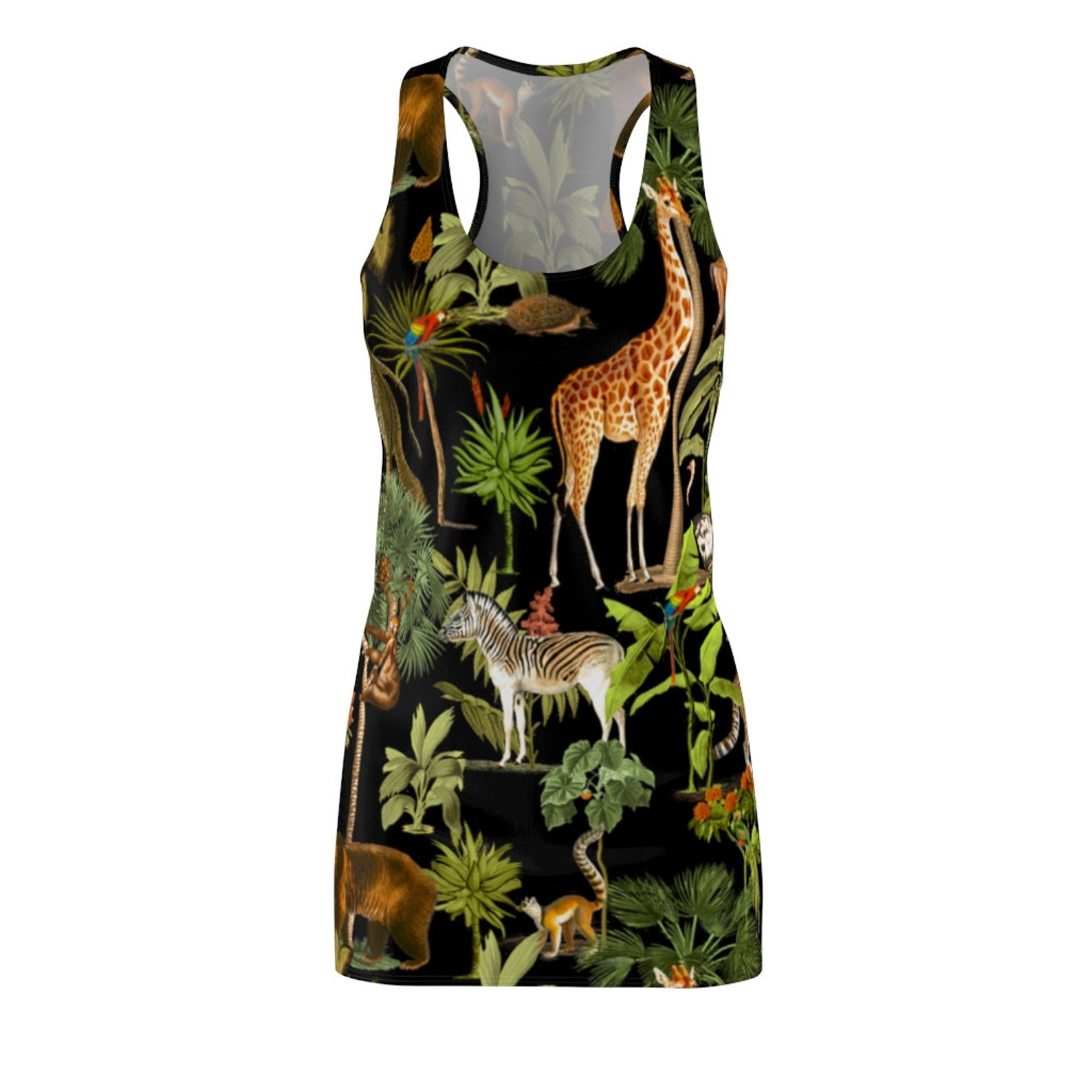 Women's Cottagecore Sundress, Jungle Print, Boho, Racerback Dress - Etsy