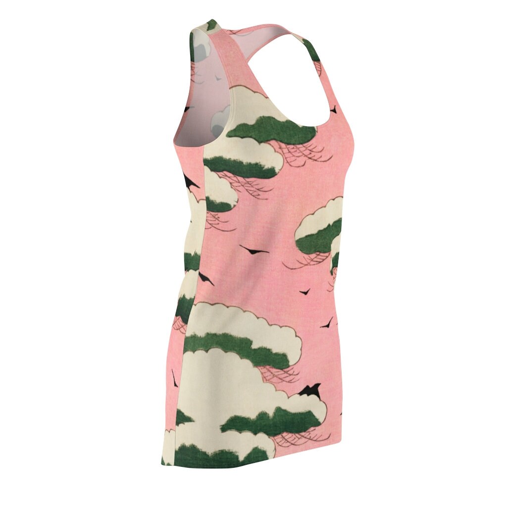 Women's Racerback Dress Japanese Woodcut Pink Sundress - Etsy