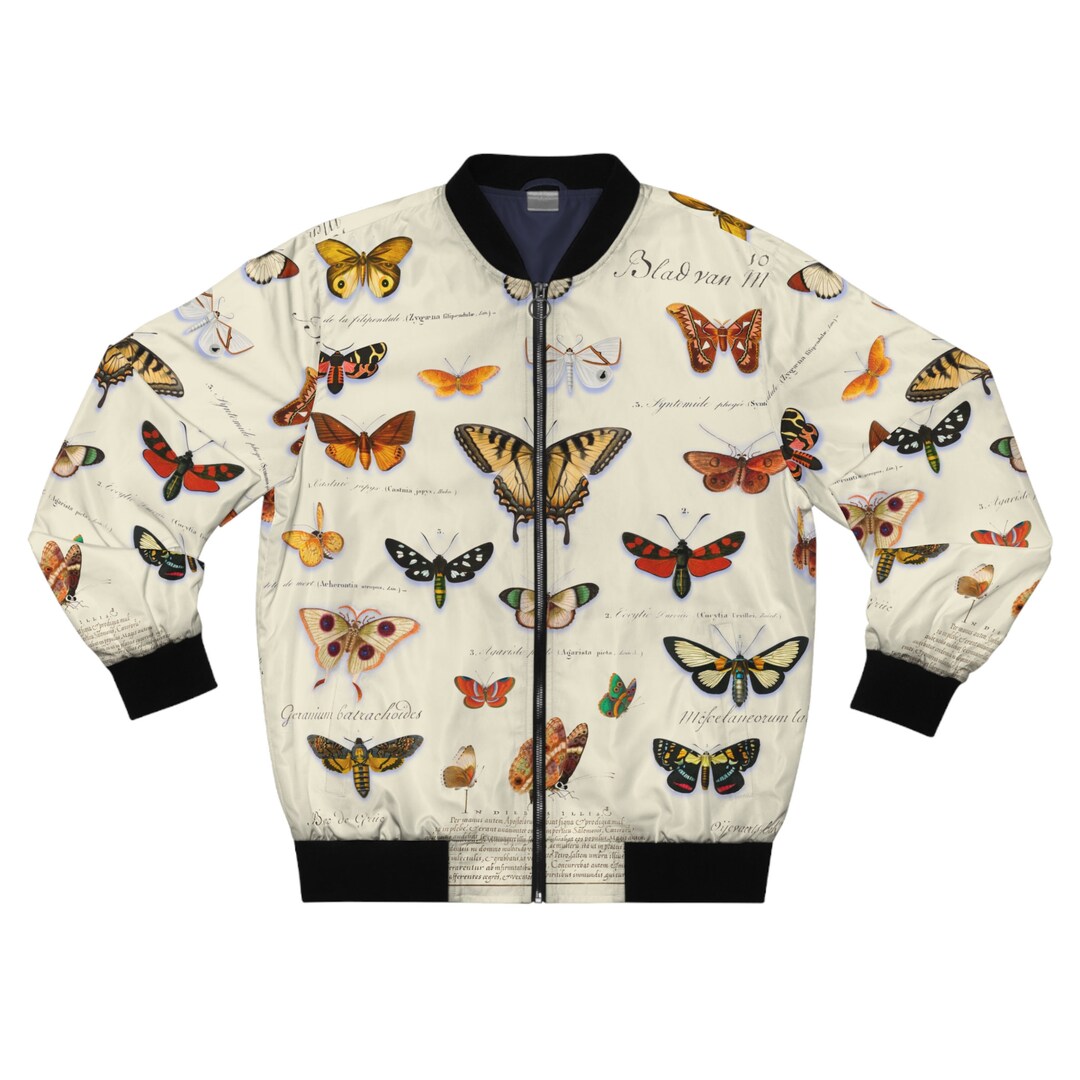 Men's Butterfly Bomber Jacket, Cottagecore, Botanicals, Butterflies ...