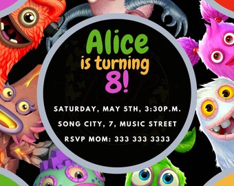 My Singing Monsters Birthday Invitation - Etsy
