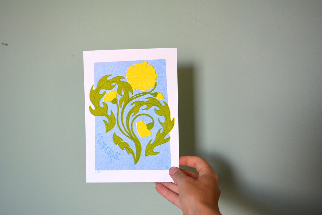 Poster Riso Botanical Illustration Wild Plants Dandelion - Etsy