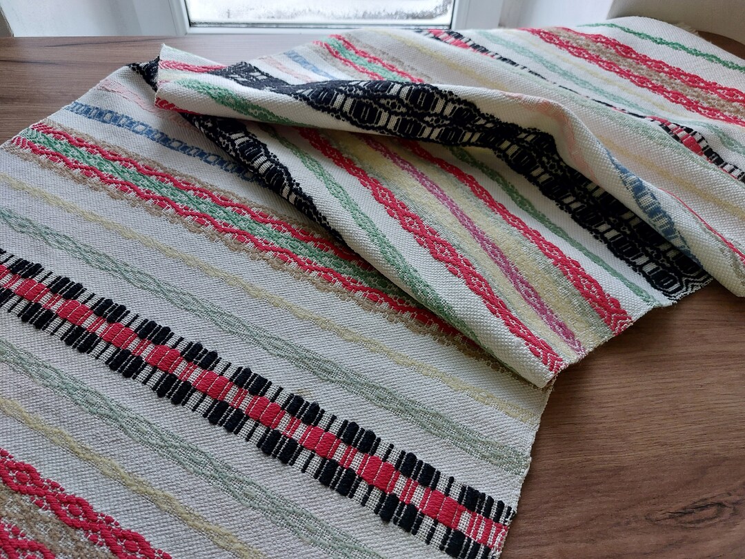 Vintage Woven Thick Cotton ,linen Wool Table Runner , Table Topper ...
