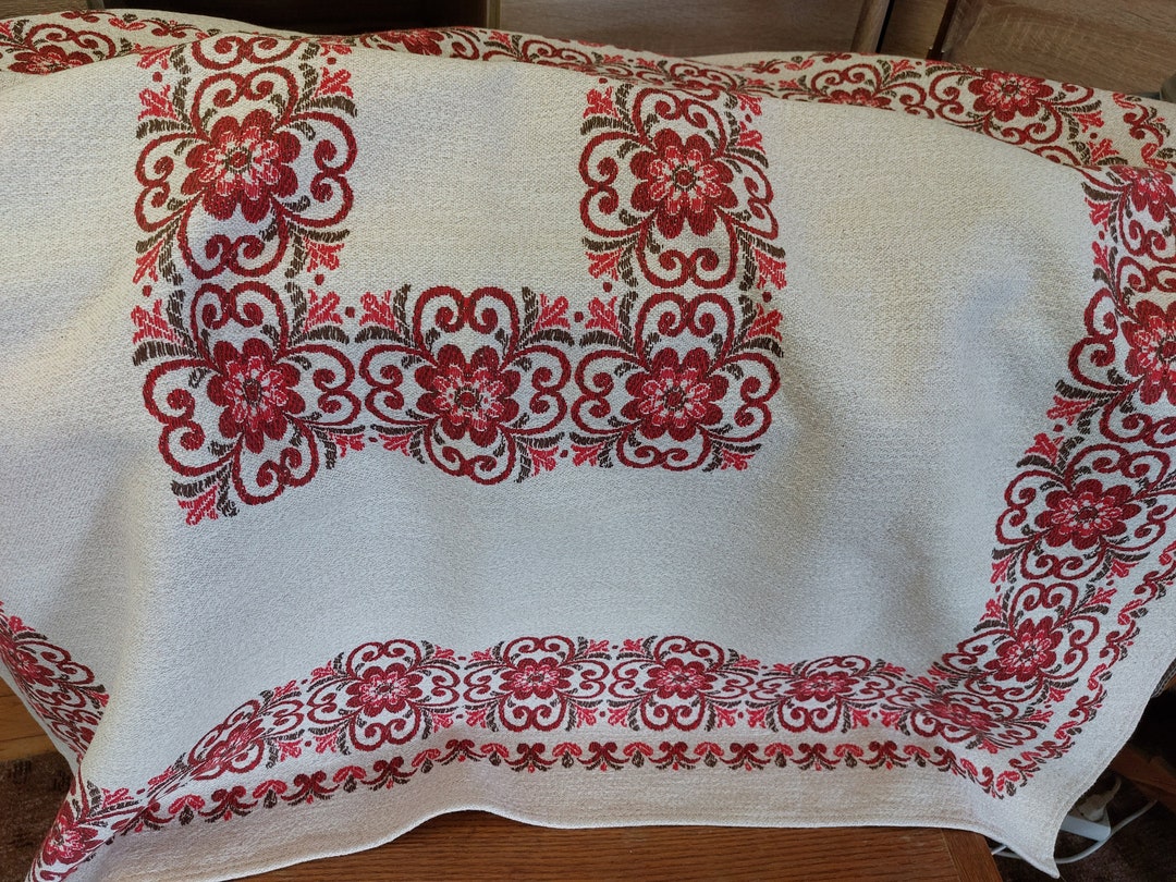 Austrian Vintage Medium Large Tablecloth , Vintage Table Cover, Thick ...