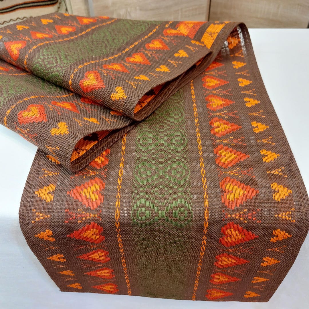 Vintage Long Woven Table Runner, Scandinavian Table Topper, Table ...