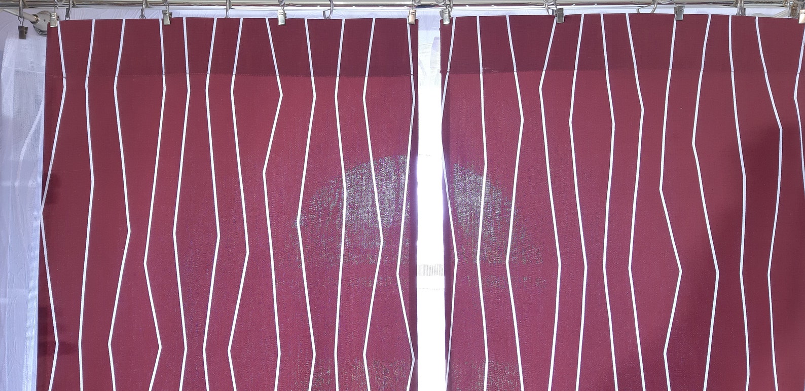 4 Pieces 100% Cotton Red White striped Vertical curtains set | Etsy