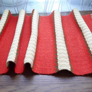Vintage Handwoven Wool Table Runner Table Mat Red Beige | Etsy