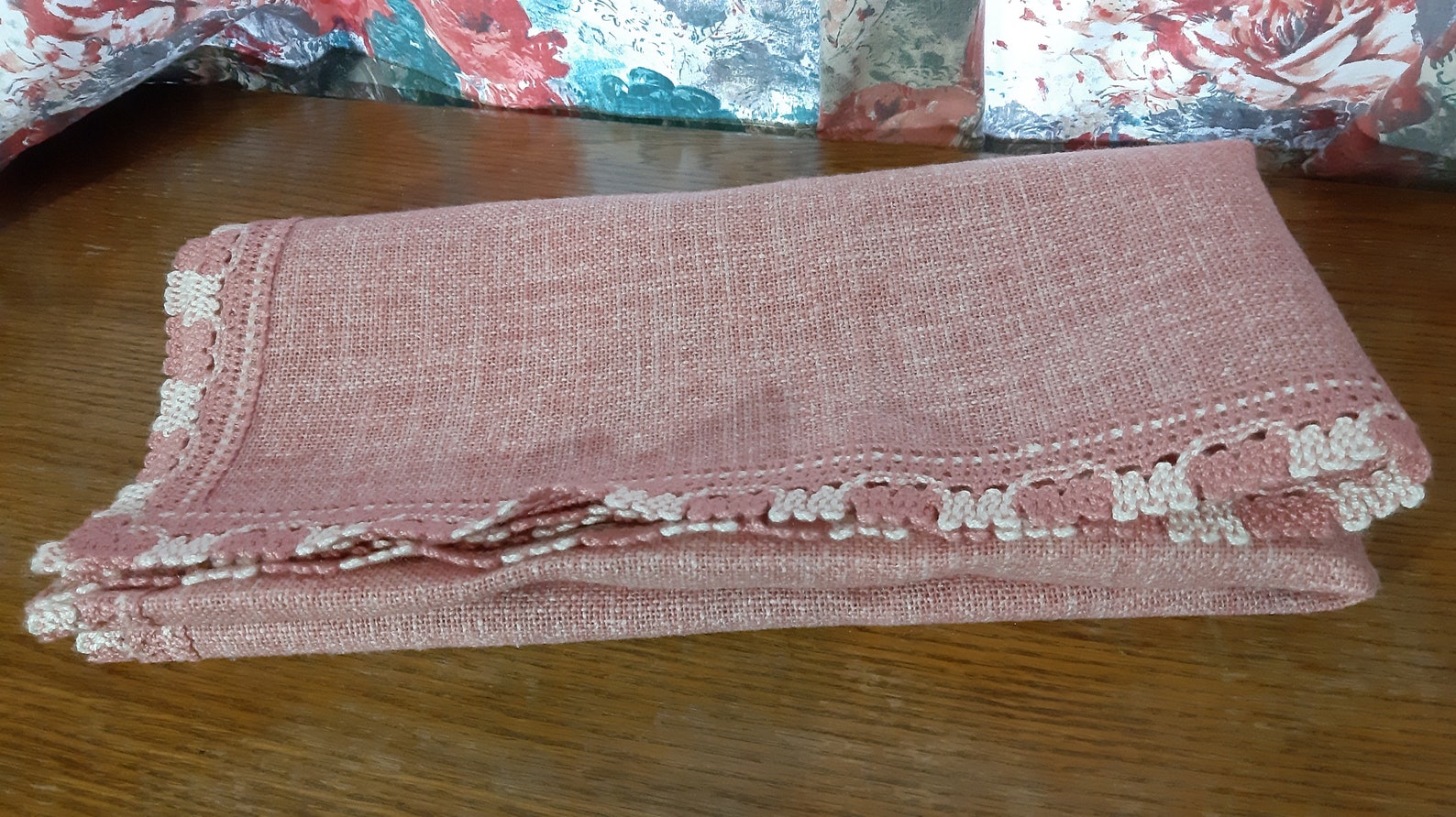 Vintage Woven Thick Cotton Pink Scandinavian Tablecloth - Etsy