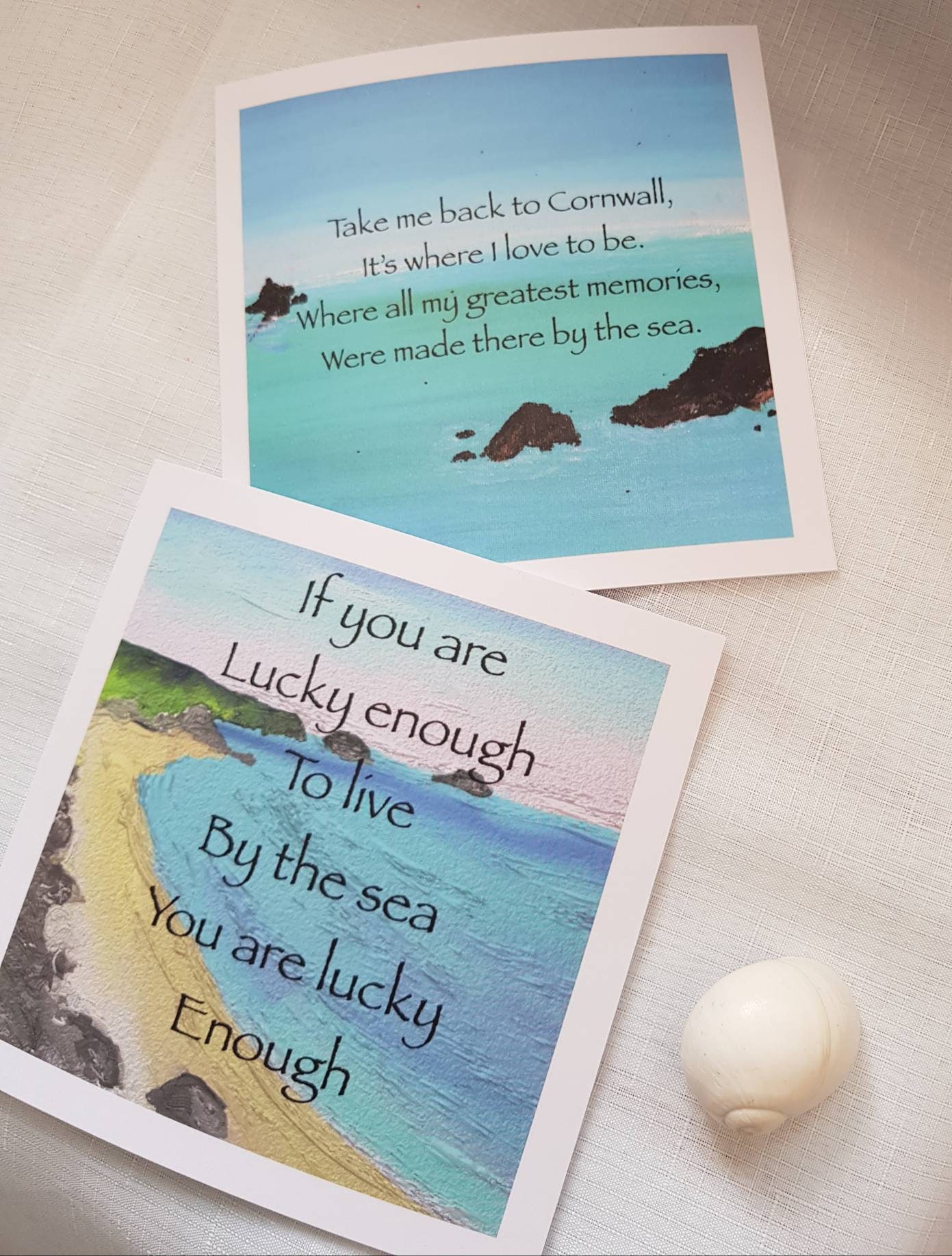 4 Cornish Coastline Greetings Cards Original Artwork Made In | Etsy