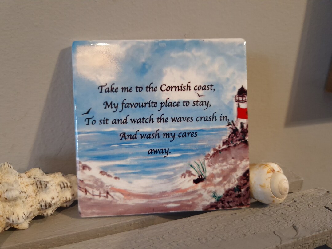 Ceramic Cornish Beach Coaster or Plaque With Original Artwork Handmade ...