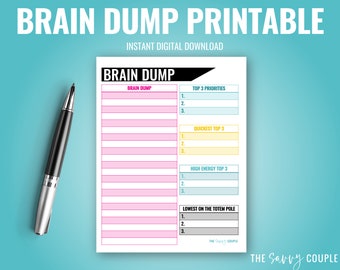 Brain Dump Printable, Notes Printable, Brain Dump Template, Notes Page ...