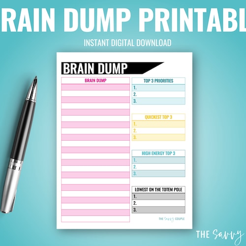Brain Dump Printable Notes Printable Brain Dump Template - Etsy