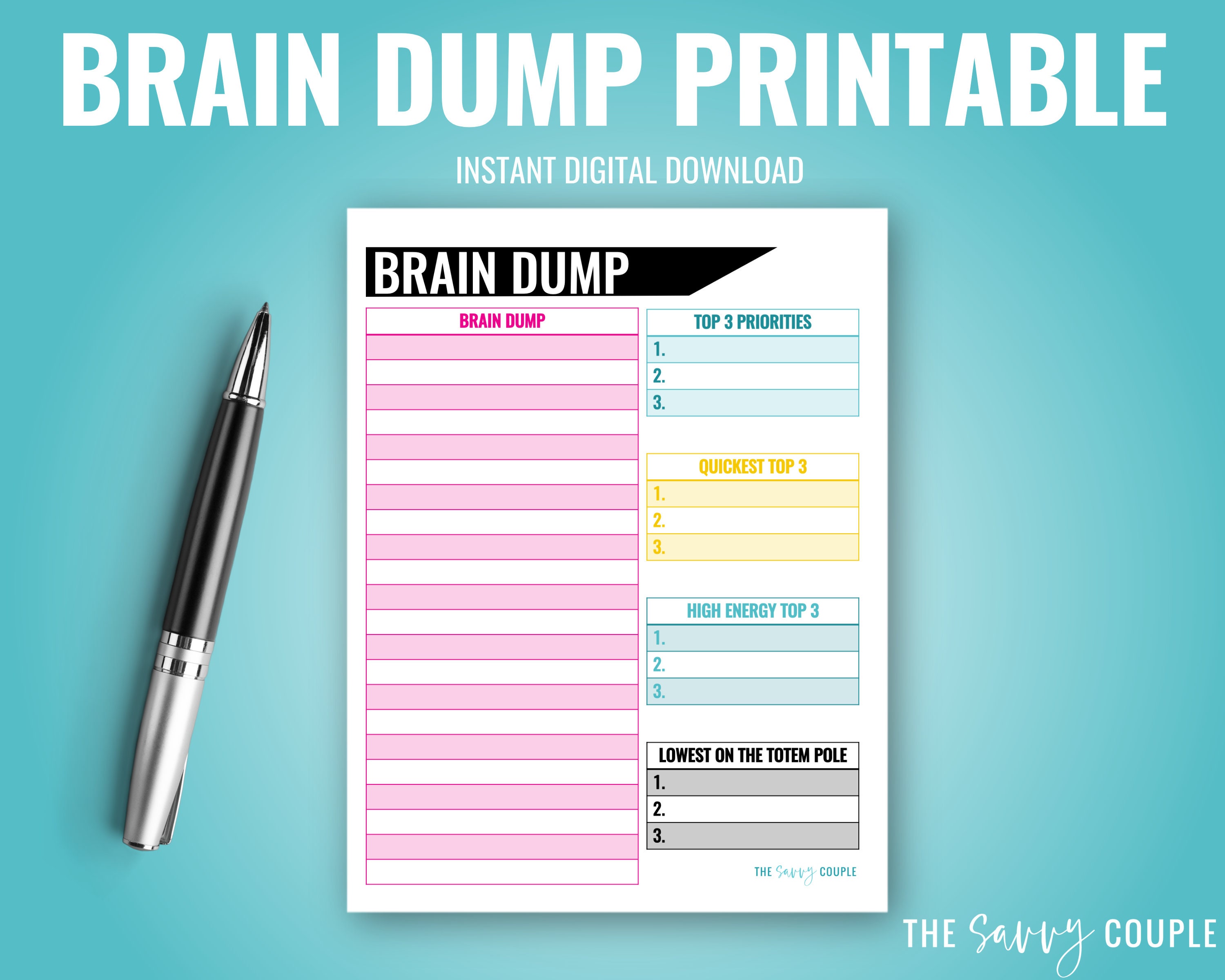 Brain Dump Printable , Notes Printable, Brain Dump Template, Notes Page ...