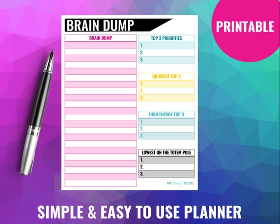 Brain Dump Printable Notes Printable Brain Dump Template | Etsy