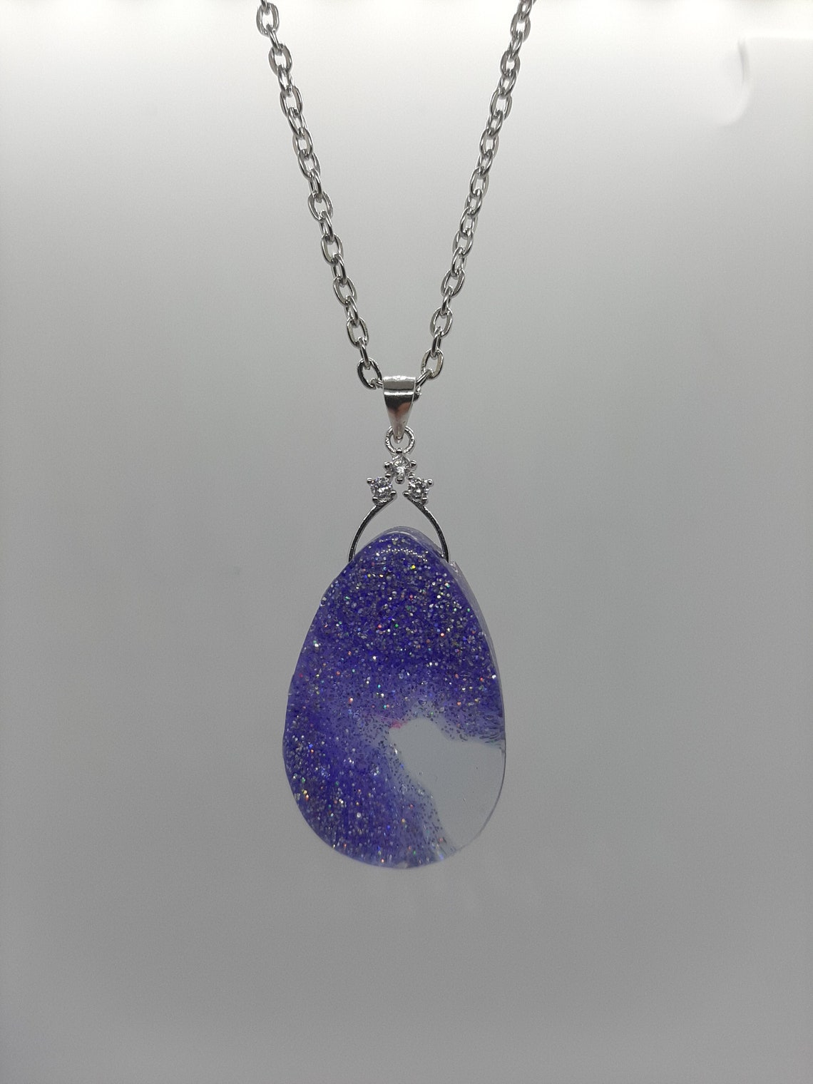 Purple Sparkle and Clear Pendant | Etsy