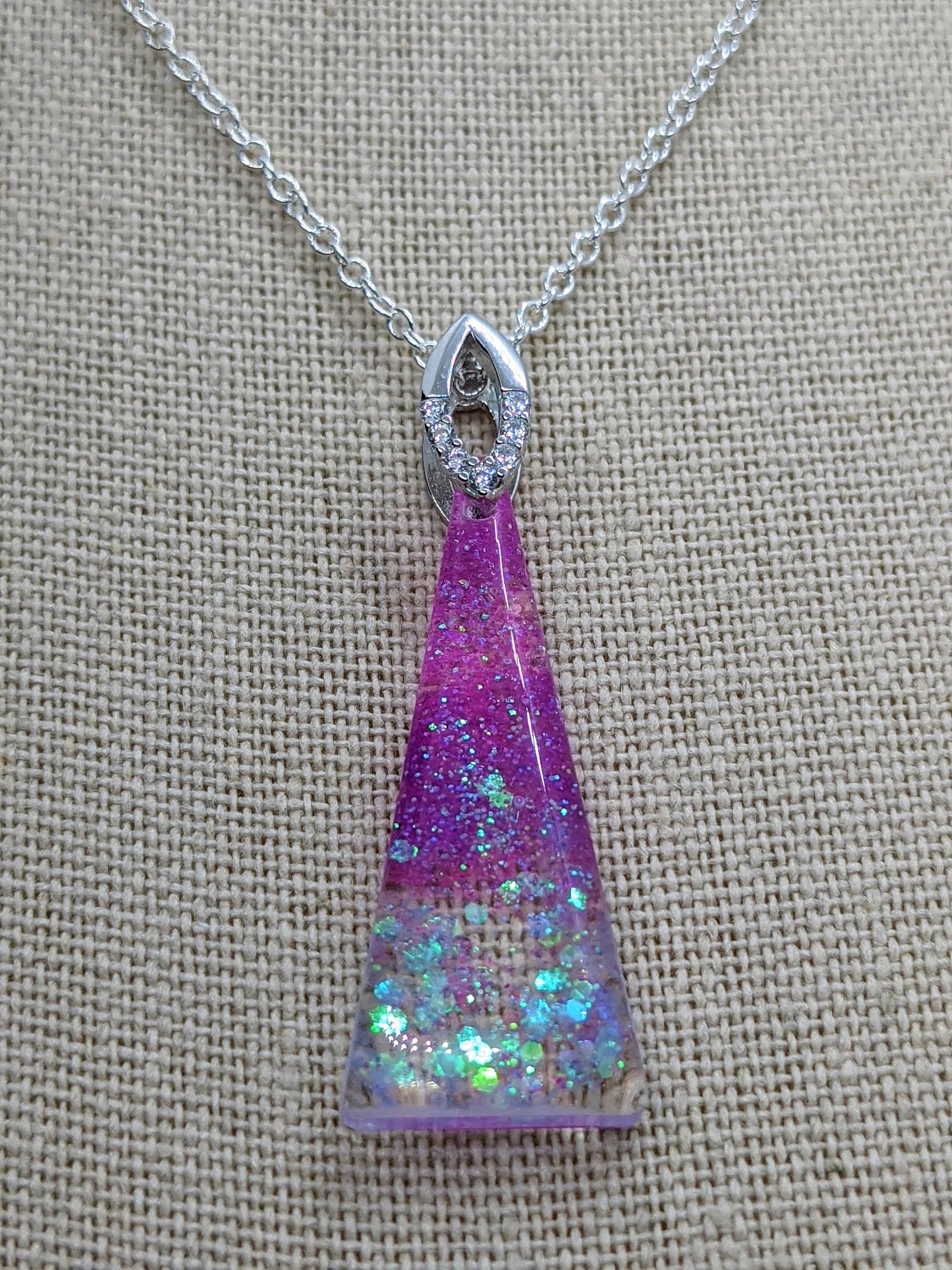 Pink Ombre Triangle Pendant Necklace - Etsy UK