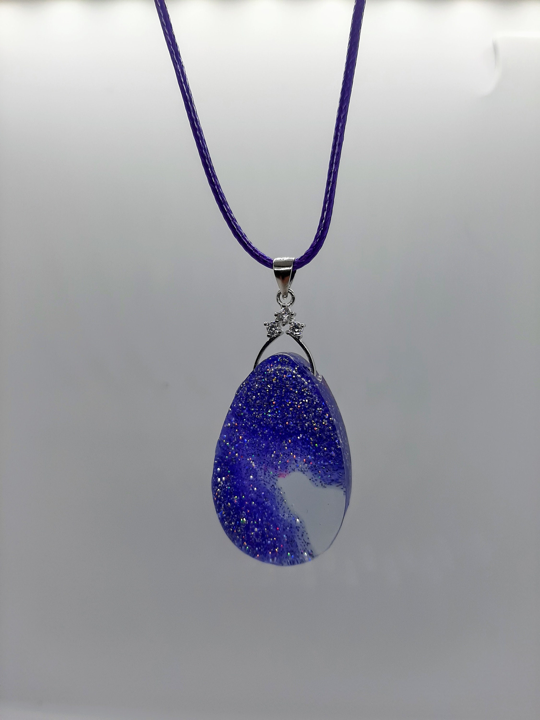 Purple Sparkle and Clear Pendant | Etsy