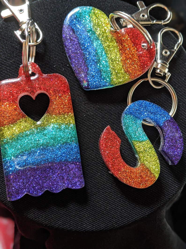 Sparkle LGBTQ Rainbow Key Chains - Etsy