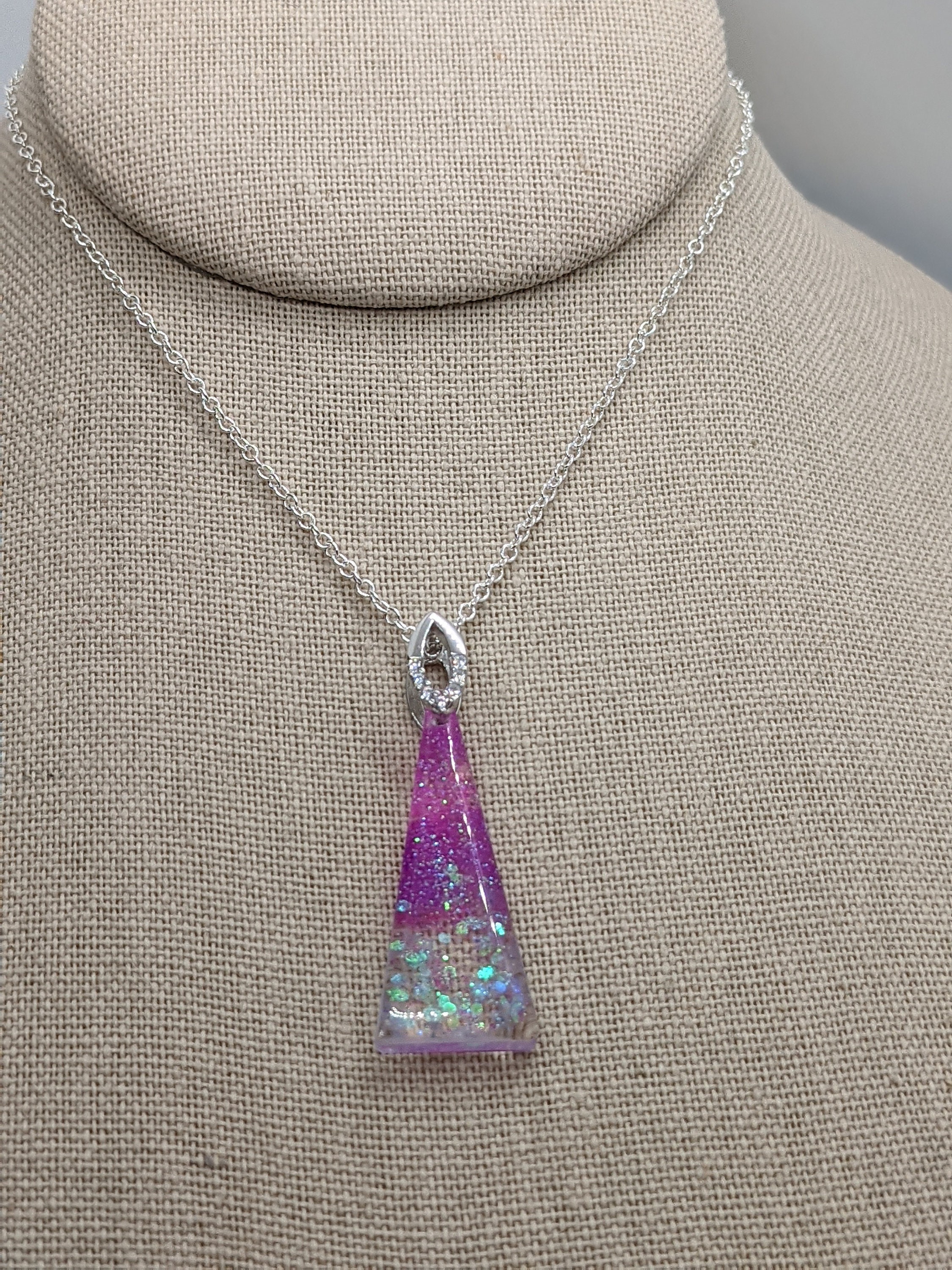 Pink Ombre Triangle Pendant Necklace - Etsy UK
