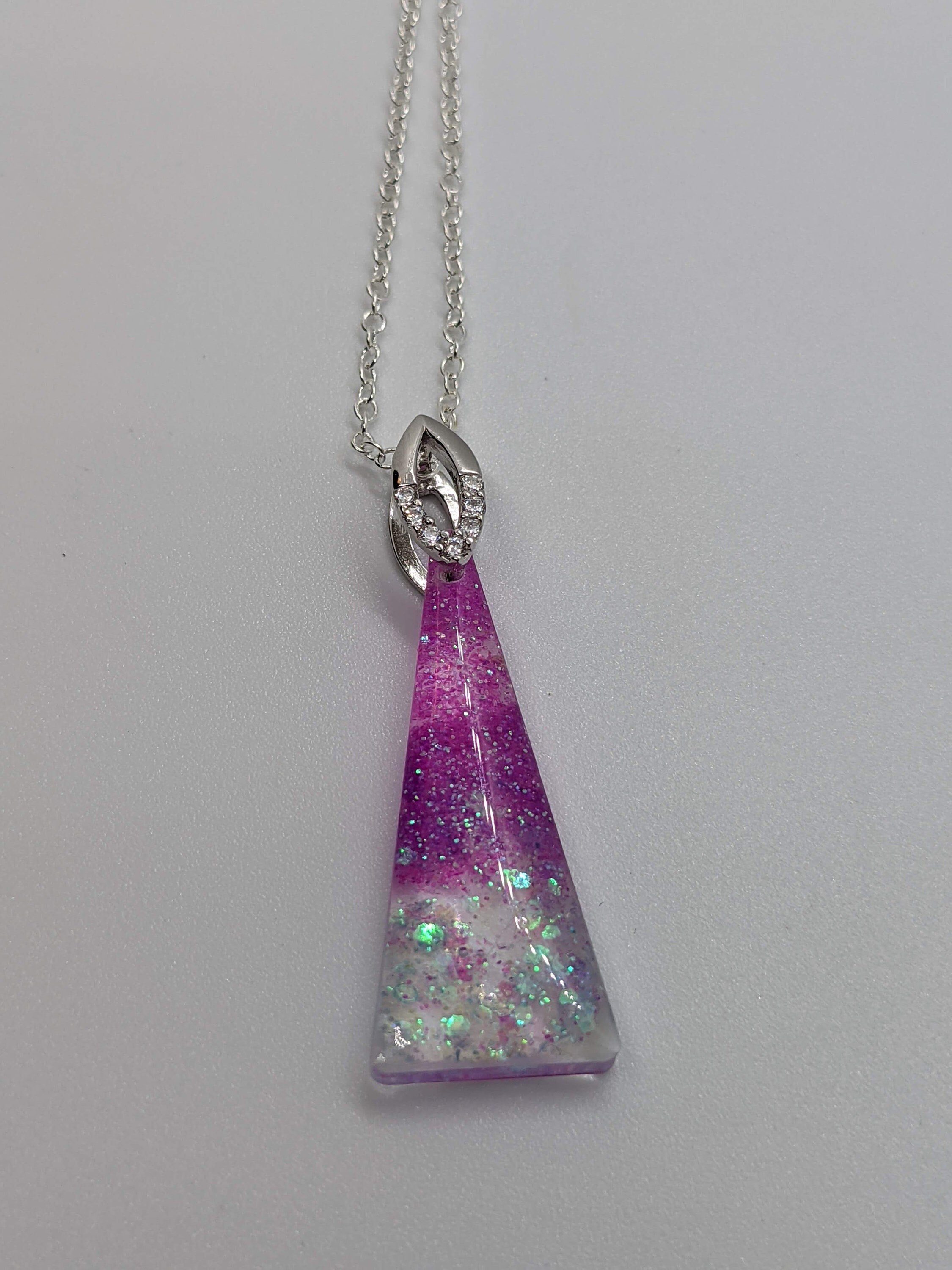 Pink Ombre Triangle Pendant Necklace - Etsy UK
