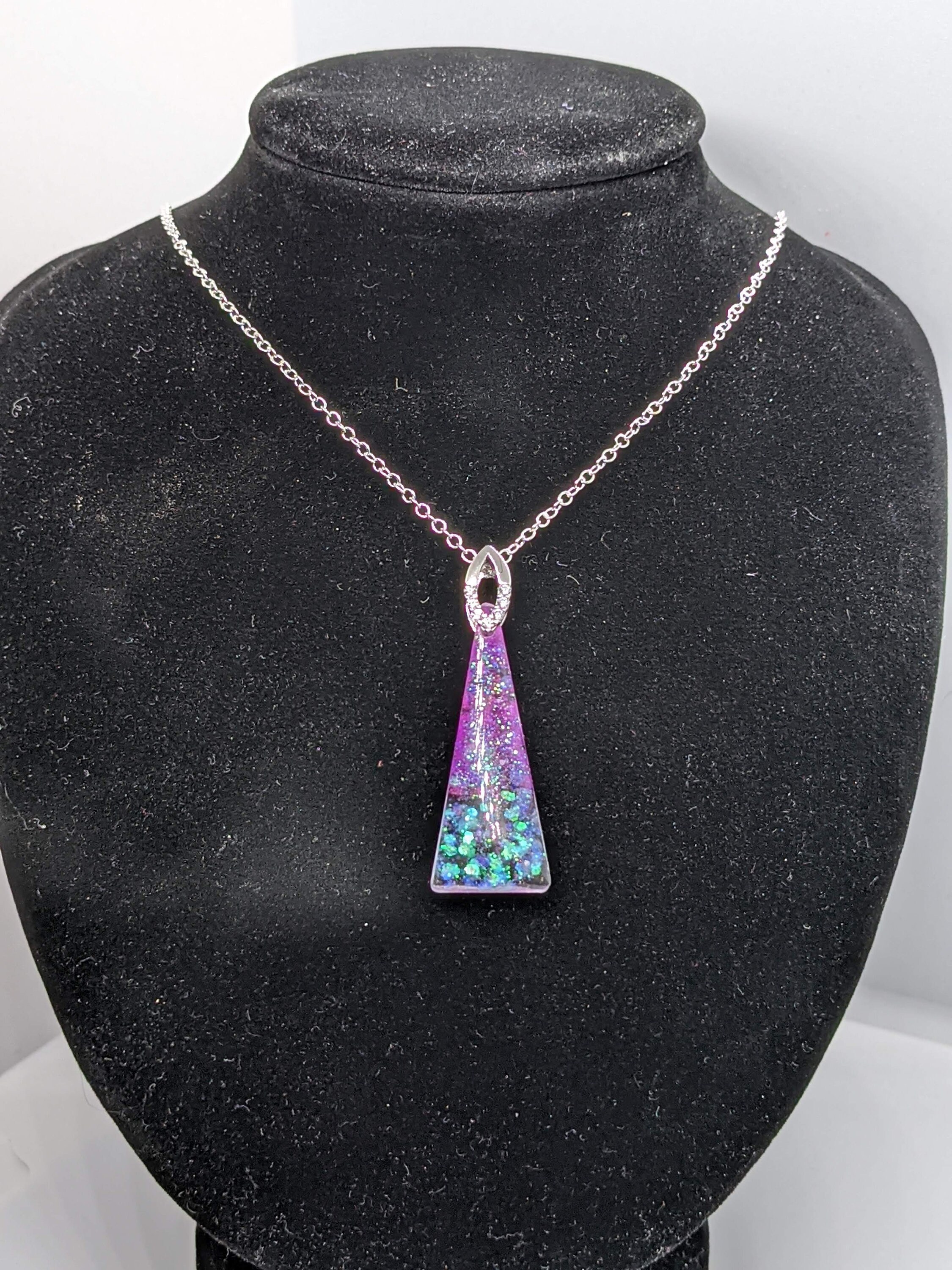 Pink Ombre Triangle Pendant Necklace - Etsy UK