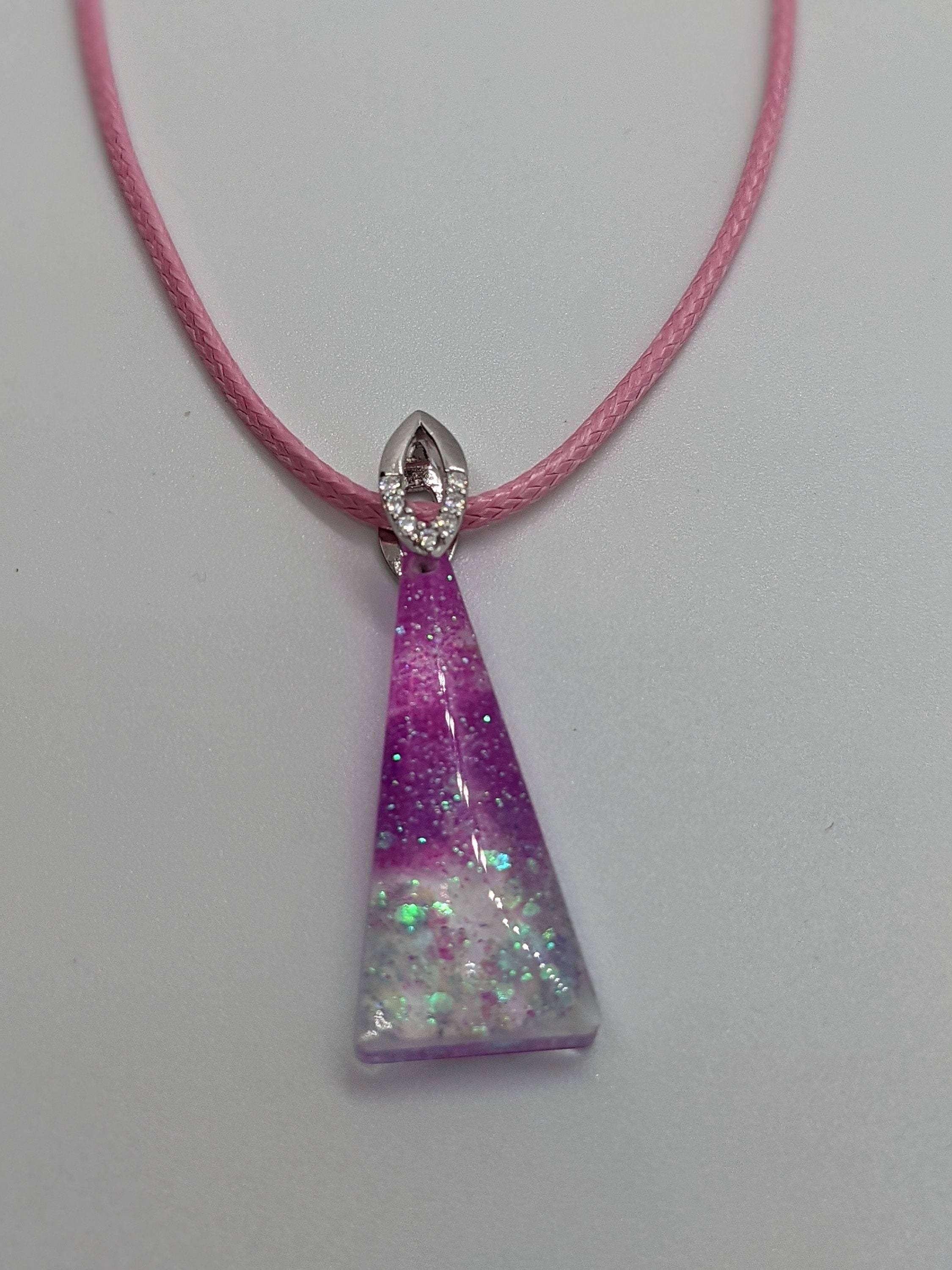 Pink Ombre Triangle Pendant Necklace - Etsy UK