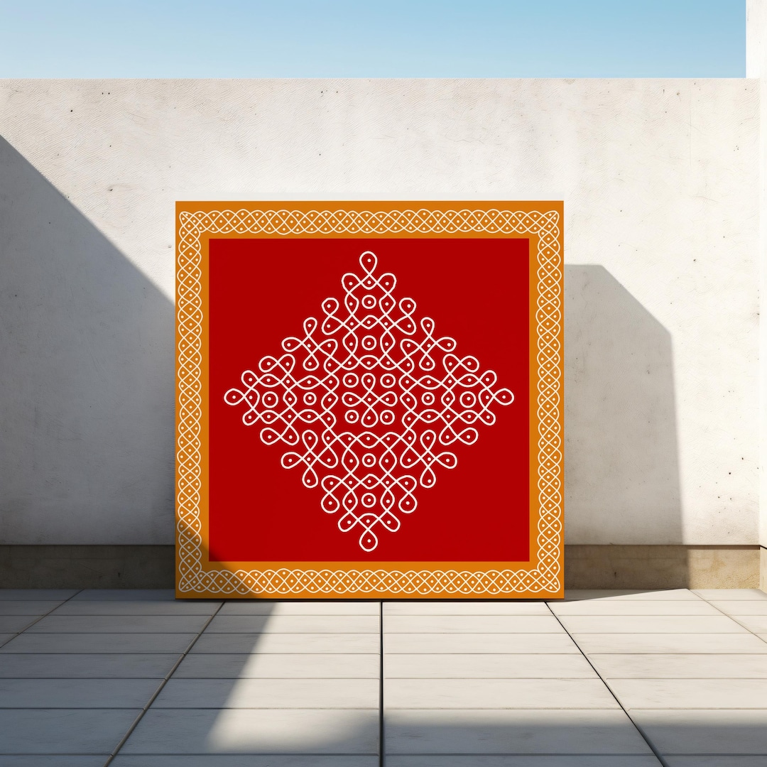 Kolam Canvas Print, Pooja Decor, Indian Pooja Room Decor - Etsy