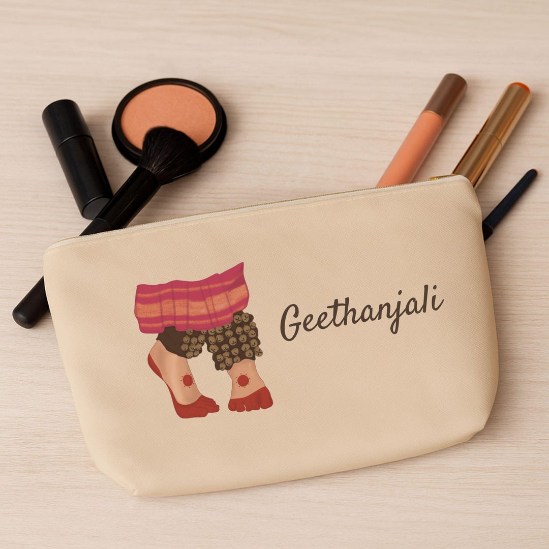 Personalized Arangetram Gift, Bharatanatyam Dancer Cosmetic Pouch ...