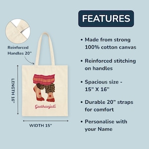 Arangetram Gift, Personalized Bharatanatyam Dancer Cotton Tote Bag ...