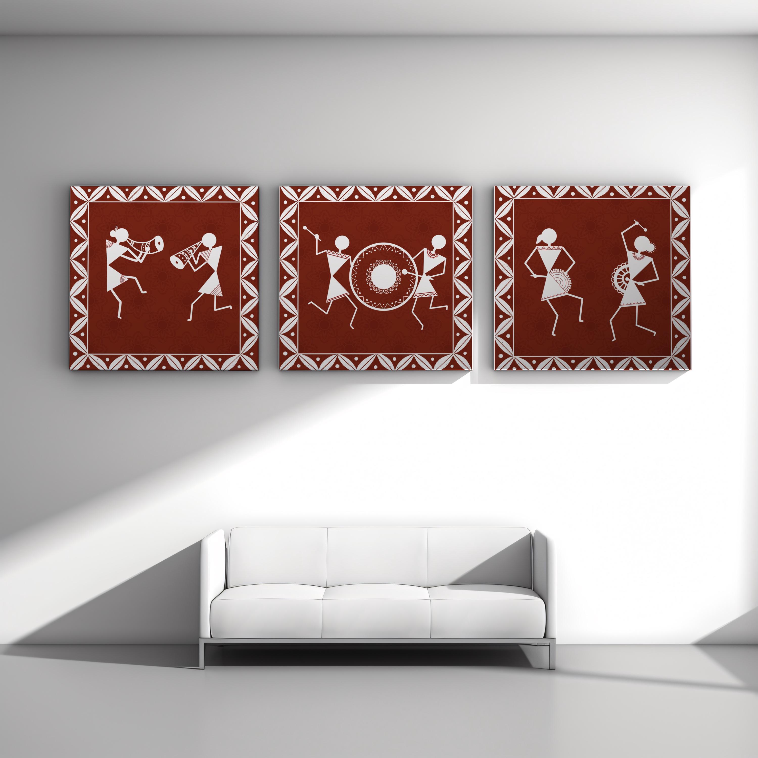 Warli Canvas Art - Indian Tribal Painting - Warli Home Decor - Printed ...