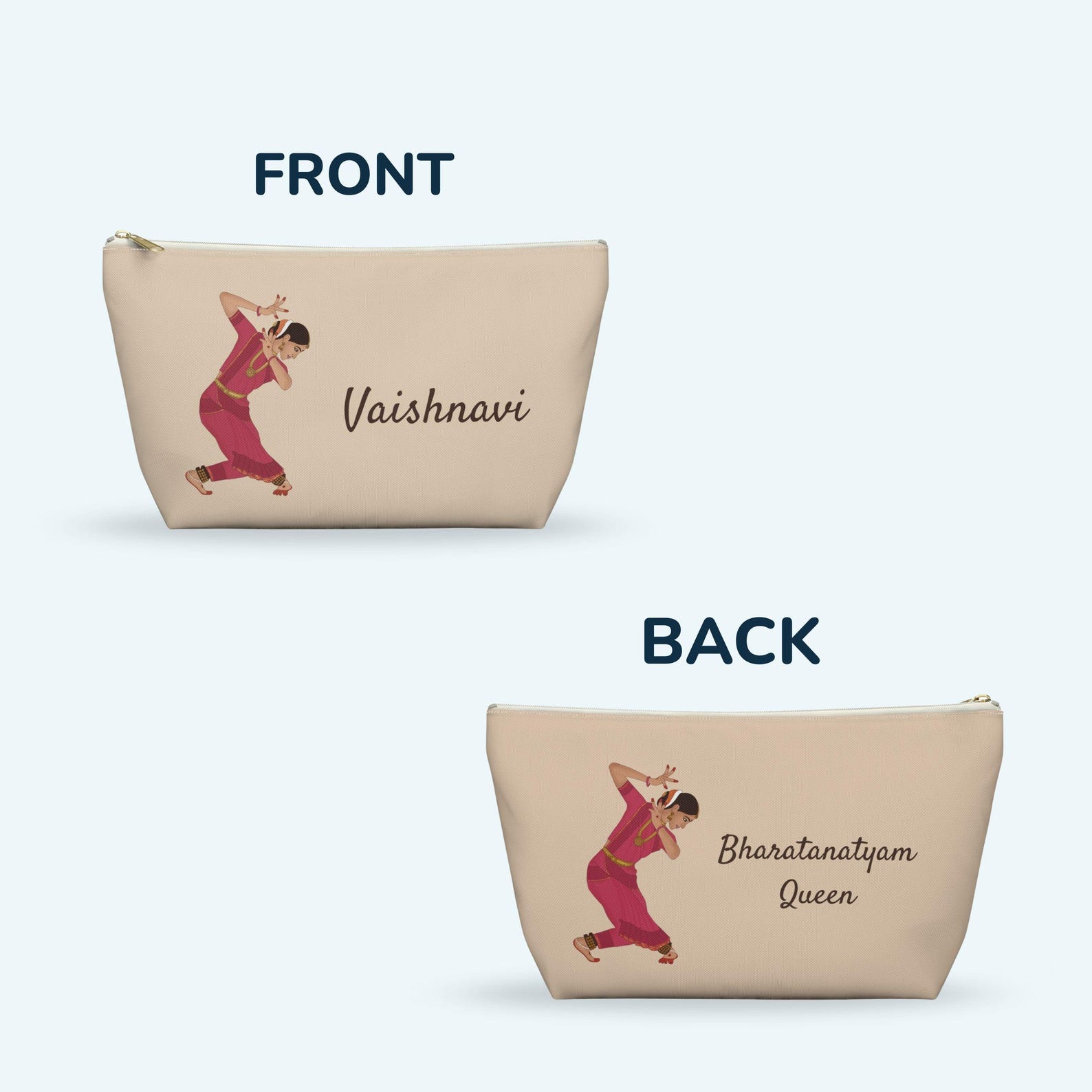 Personalized Arangetram Gift, Bharatanatyam Dancer Cosmetic Pouch ...